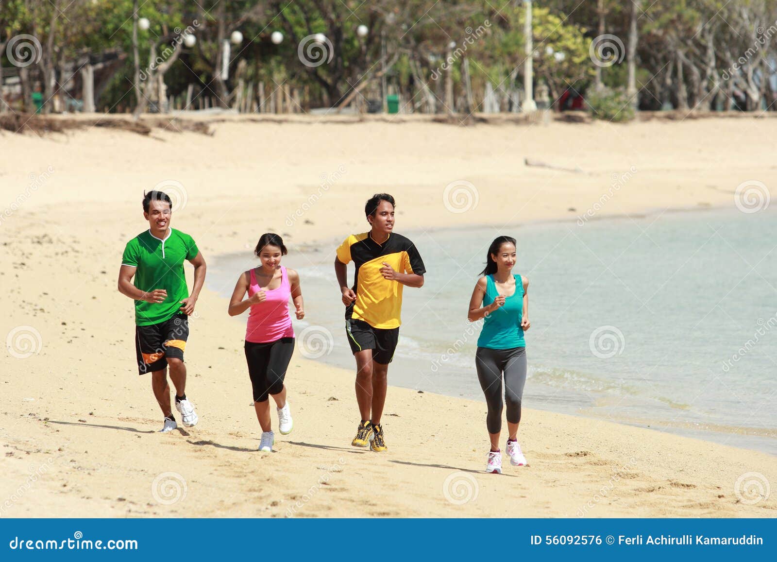 Group of People Running on Beach, Sport Concept Stock Photo - Image of ...