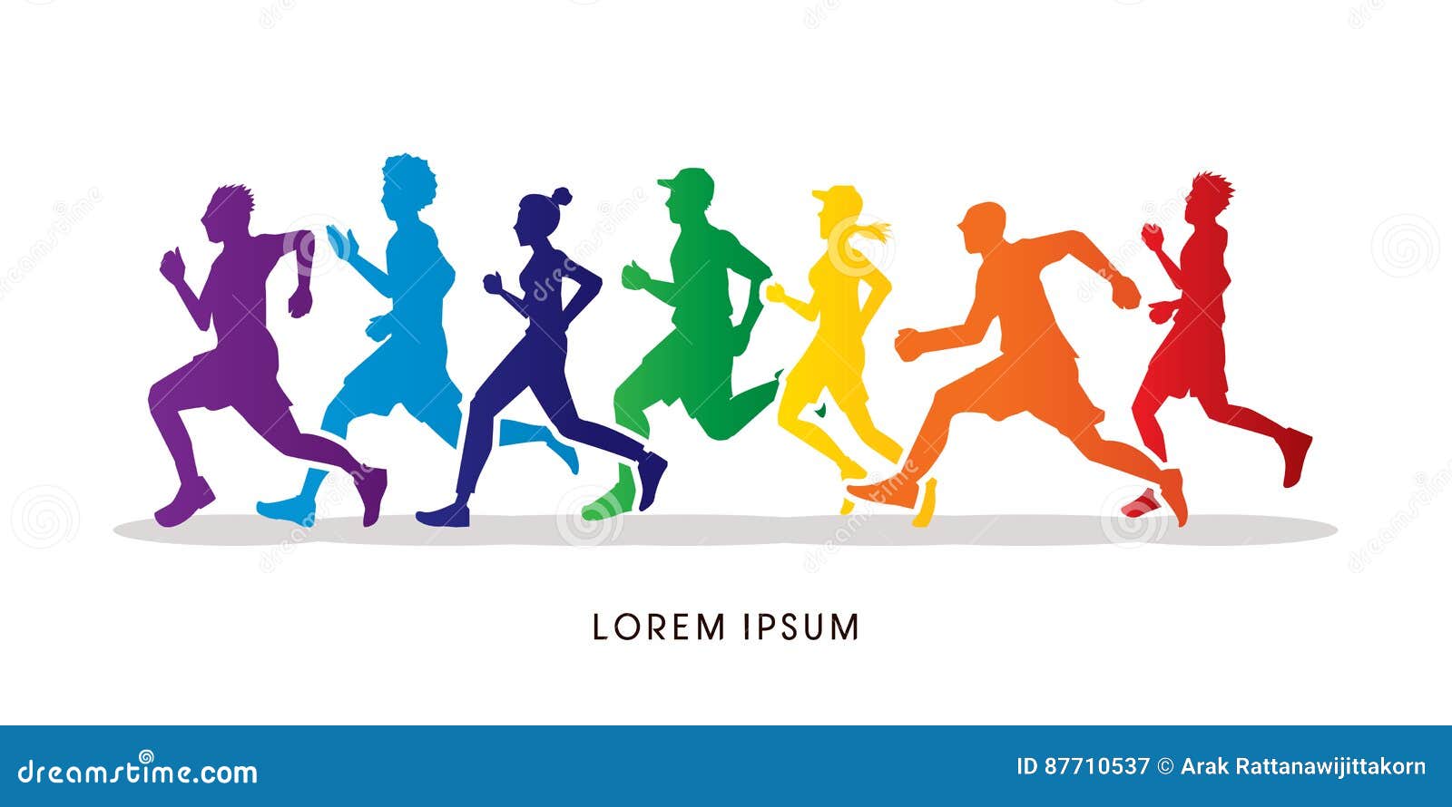 Group of People Running Marathon Stock Vector - Illustration of ...