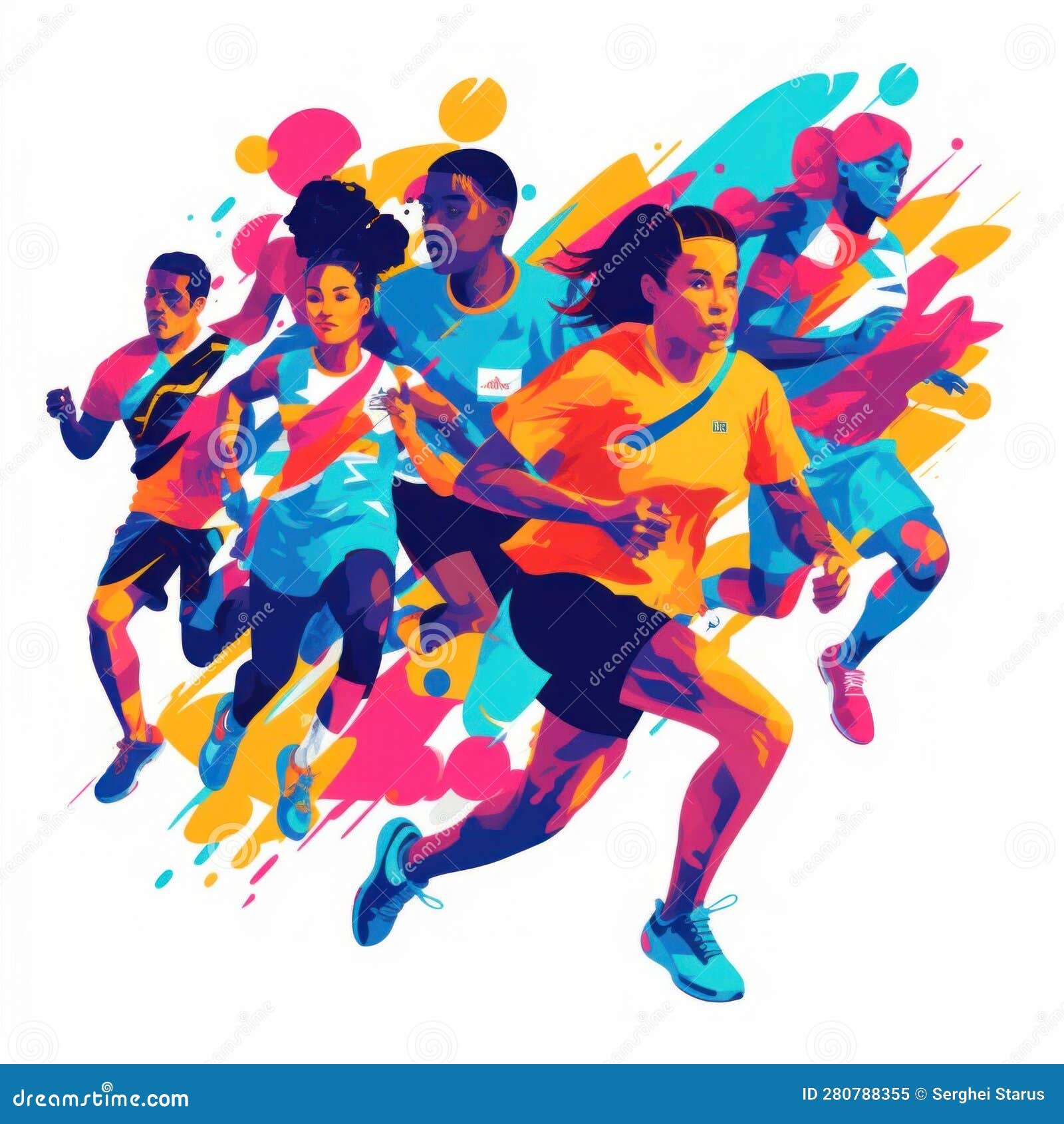 A Group of People Running in a Race. Generative AI Image. Stock ...