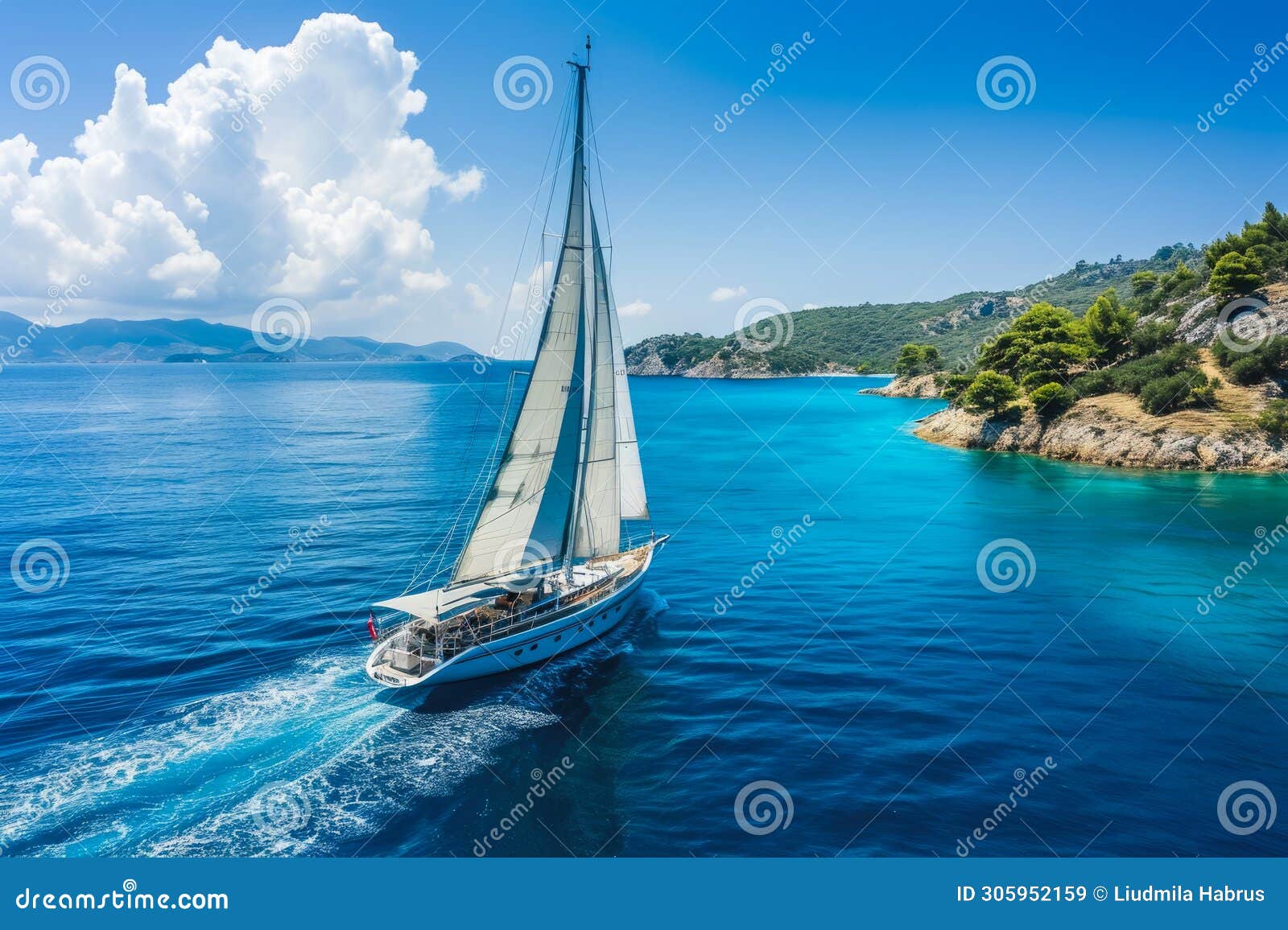 Group of People Sailing a Yacht in the Atlantic Stock Image - Image of ...