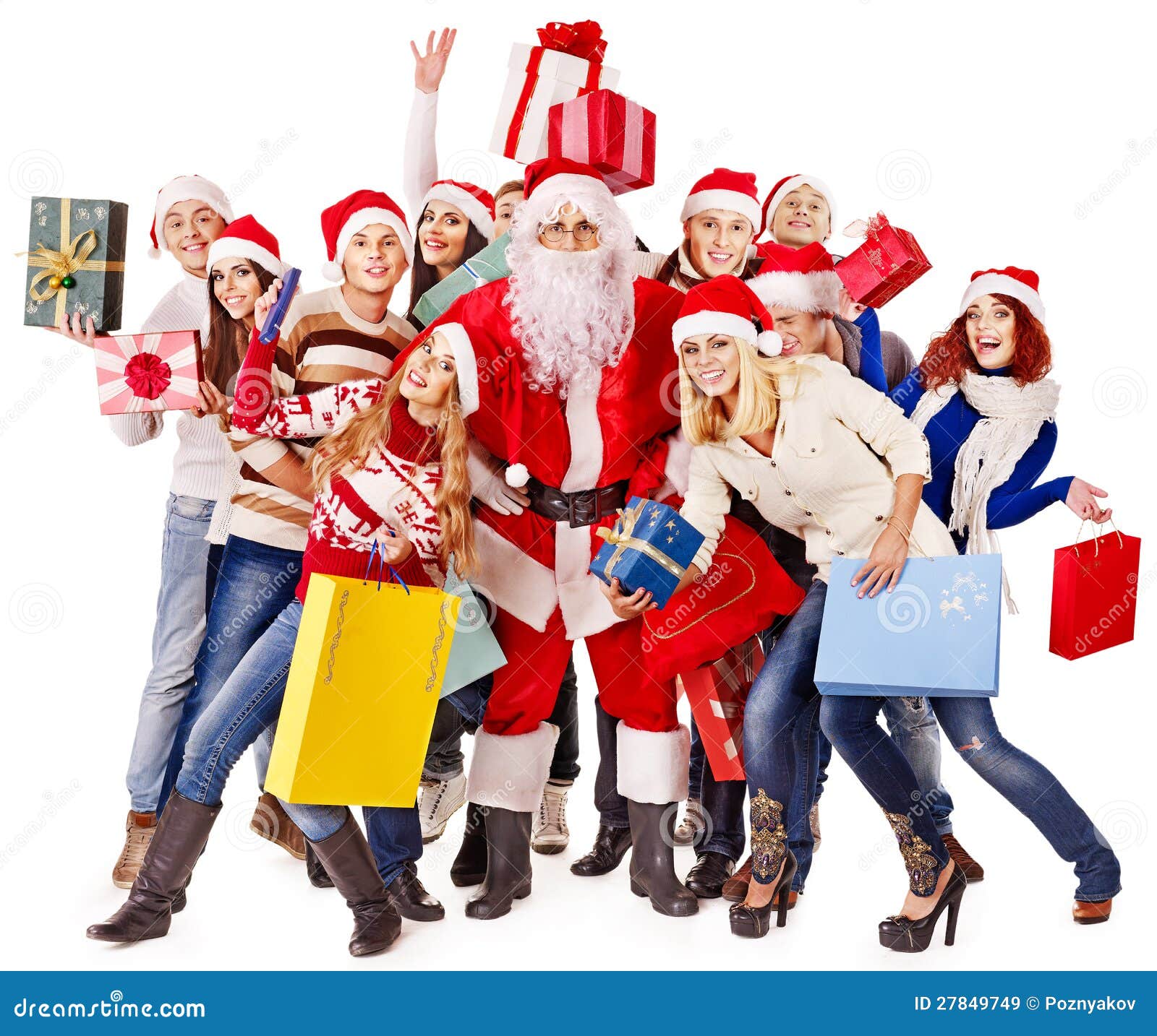 Group people and Santa. stock image. Image of happy, holiday - 27849749