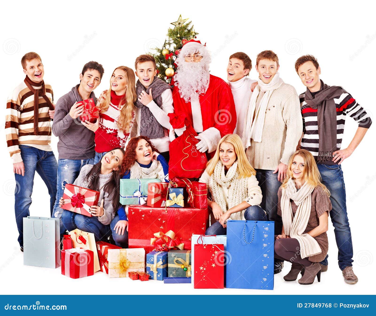 Group people and Santa. stock photo. Image of isolated - 27849768