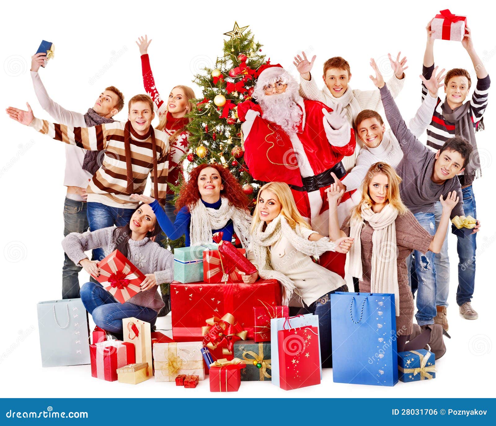 Group people and Santa. stock photo. Image of holiday - 28031706