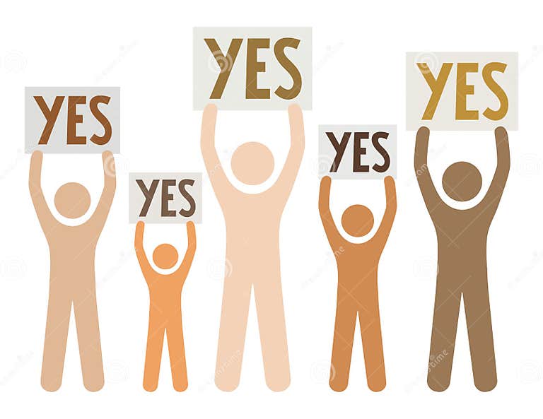 Group of people saying yes stock illustration. Illustration of agree ...