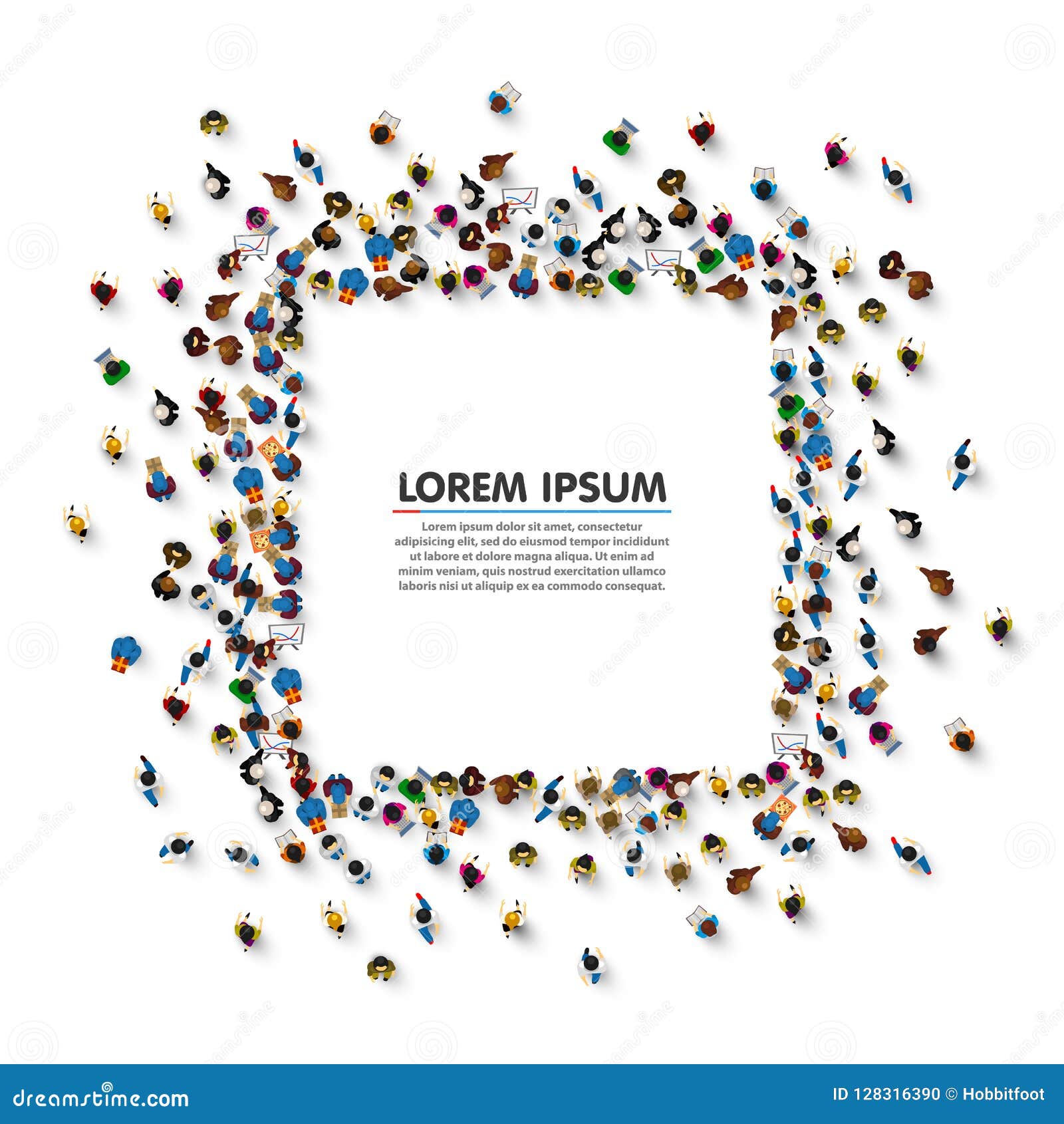 A Group of People in a Shape of Frame Banner. Stock Vector ...