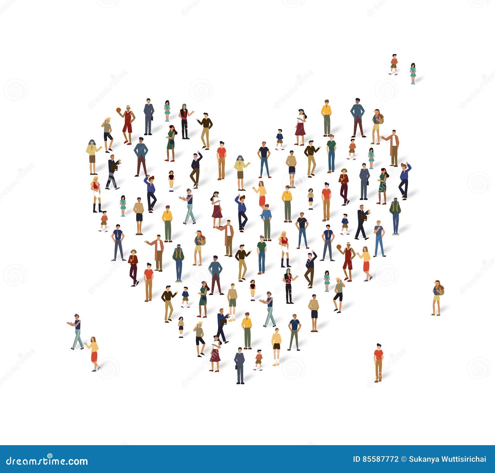 Group of People in the Shape of a Heart. Stock Vector - Illustration of ...