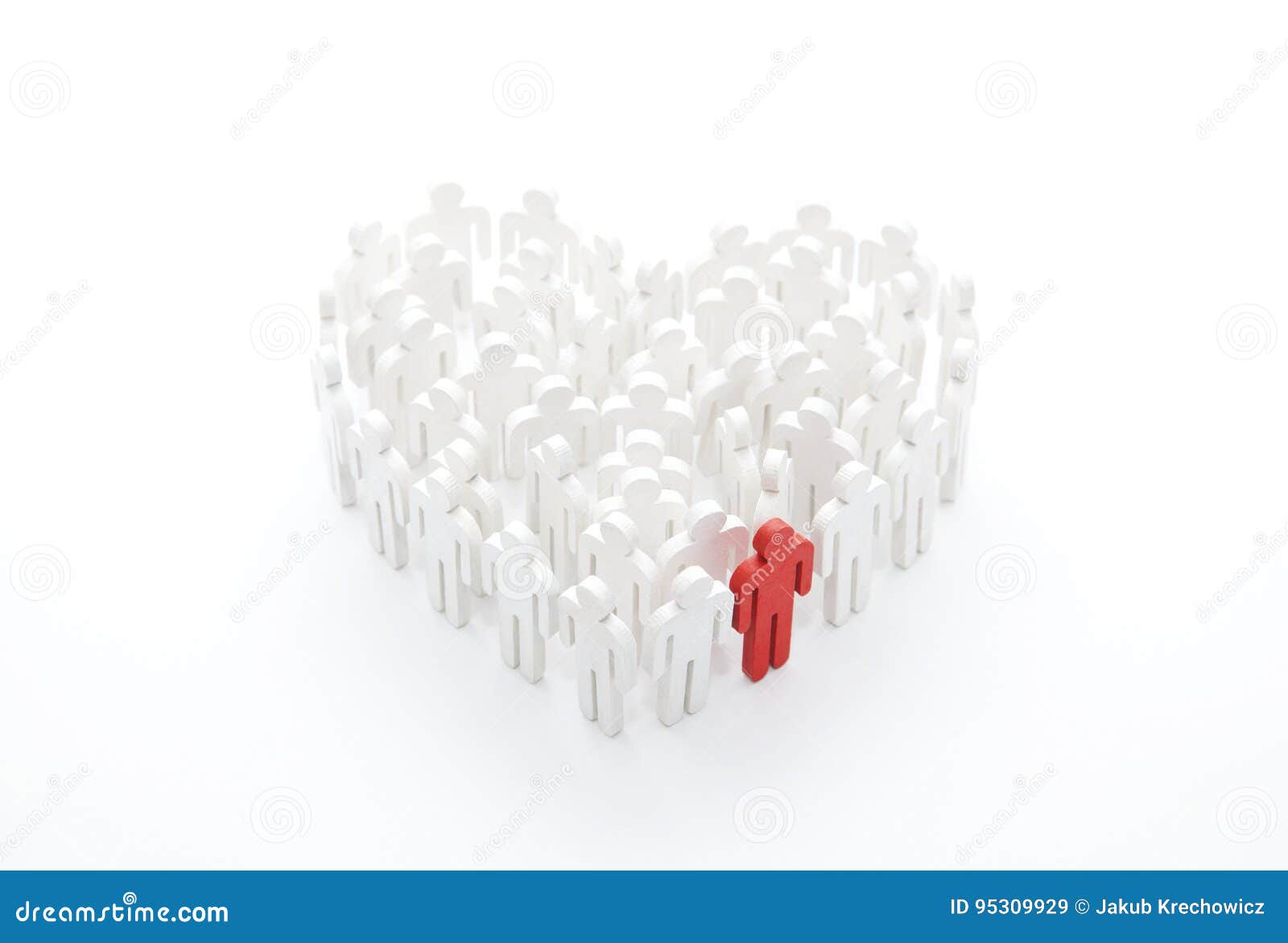 Group of People in the Shape of a Heart with One Red Person Stock Image ...