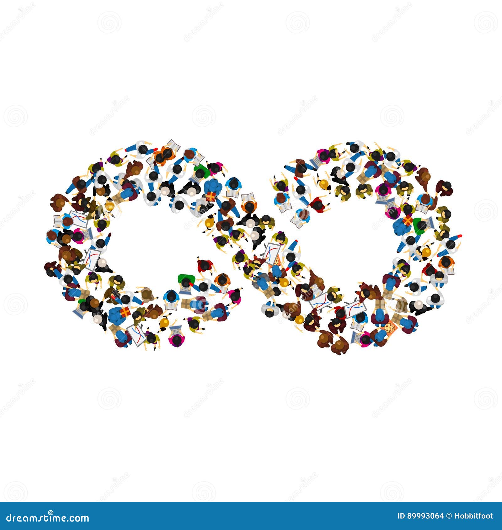 A Group of People in a Shape of Infinity Symbol on White Background ...