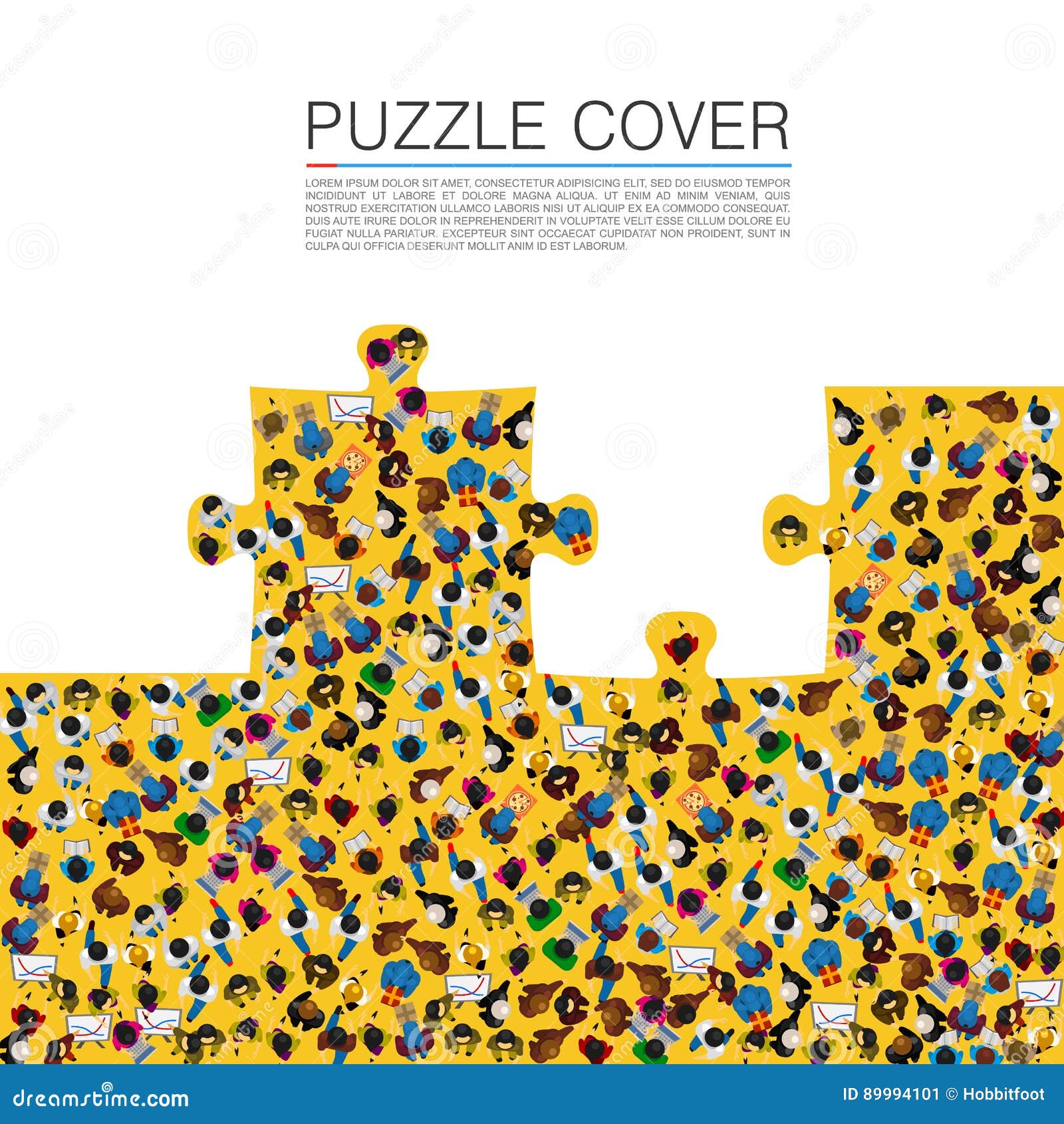 A Group of People in a Shape of Puzzles. Vector Illustration. Stock ...