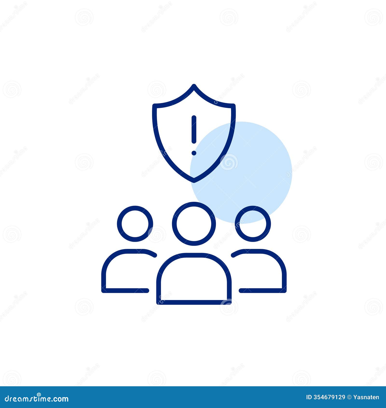 Group of People, Shield and Checkmark. Security Alert, Hazard Warning ...