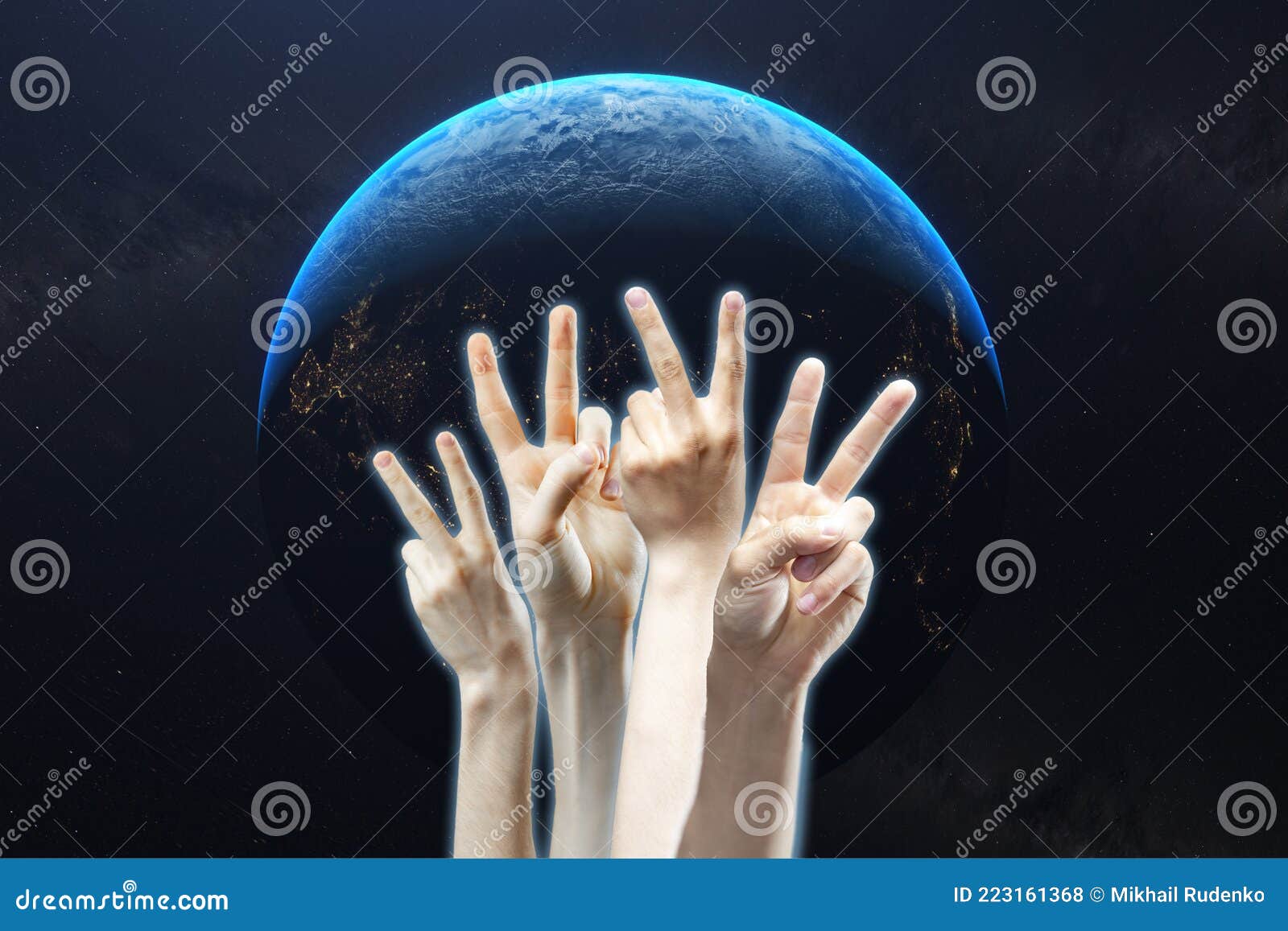 Group of People Show Peace Sign Concept B Stock Photo - Image of ...