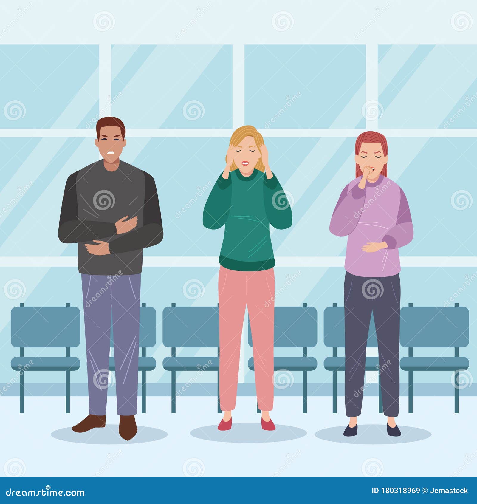 Group of People Sick with Covid19 Symptoms Stock Vector - Illustration ...