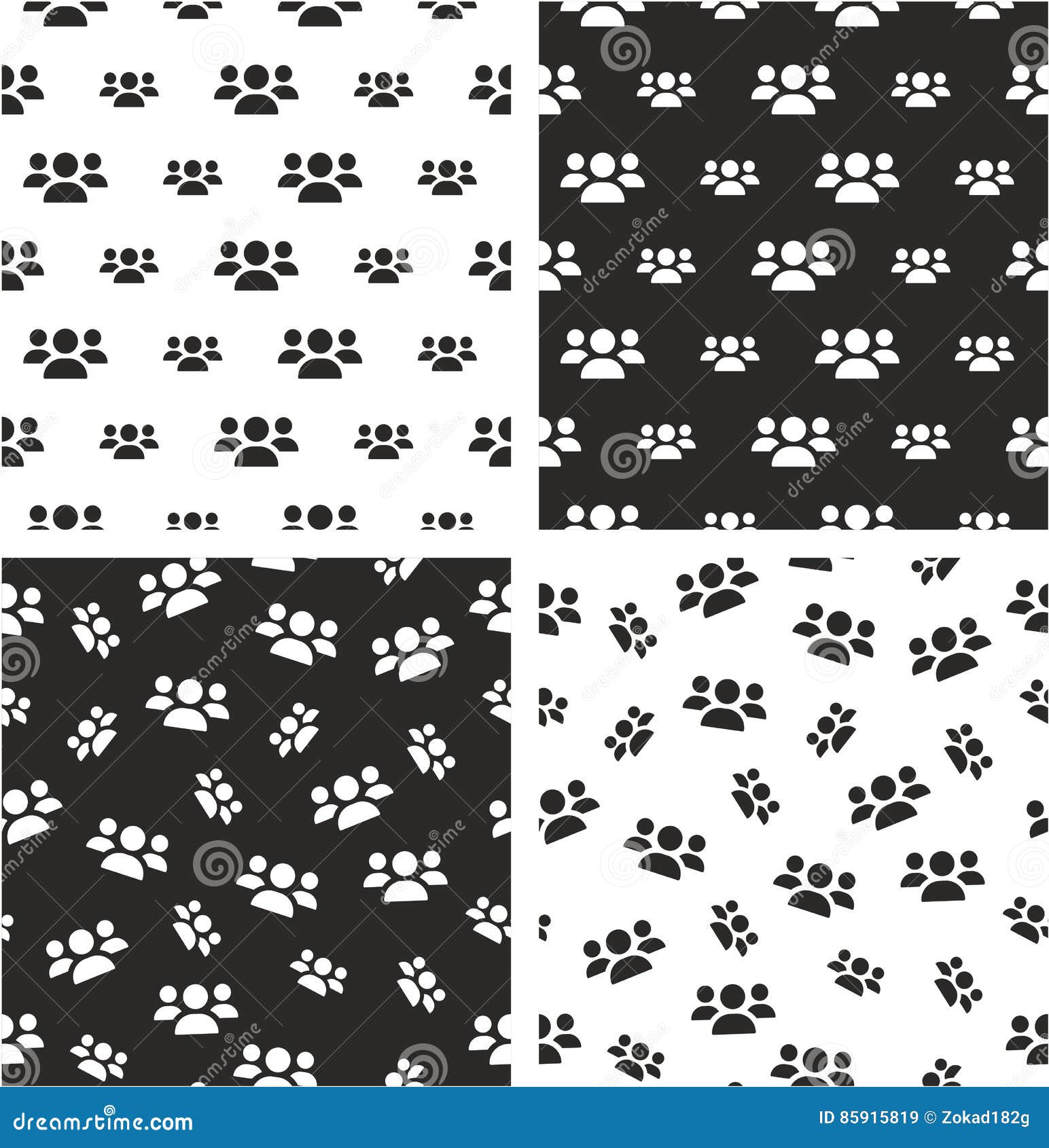 Group of People Silhouette or Icon Big & Small Aligned & Random ...