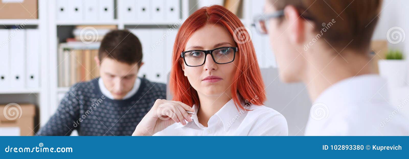 Group People Sit in Office Deliberate on Problem Stock Photo - Image of ...