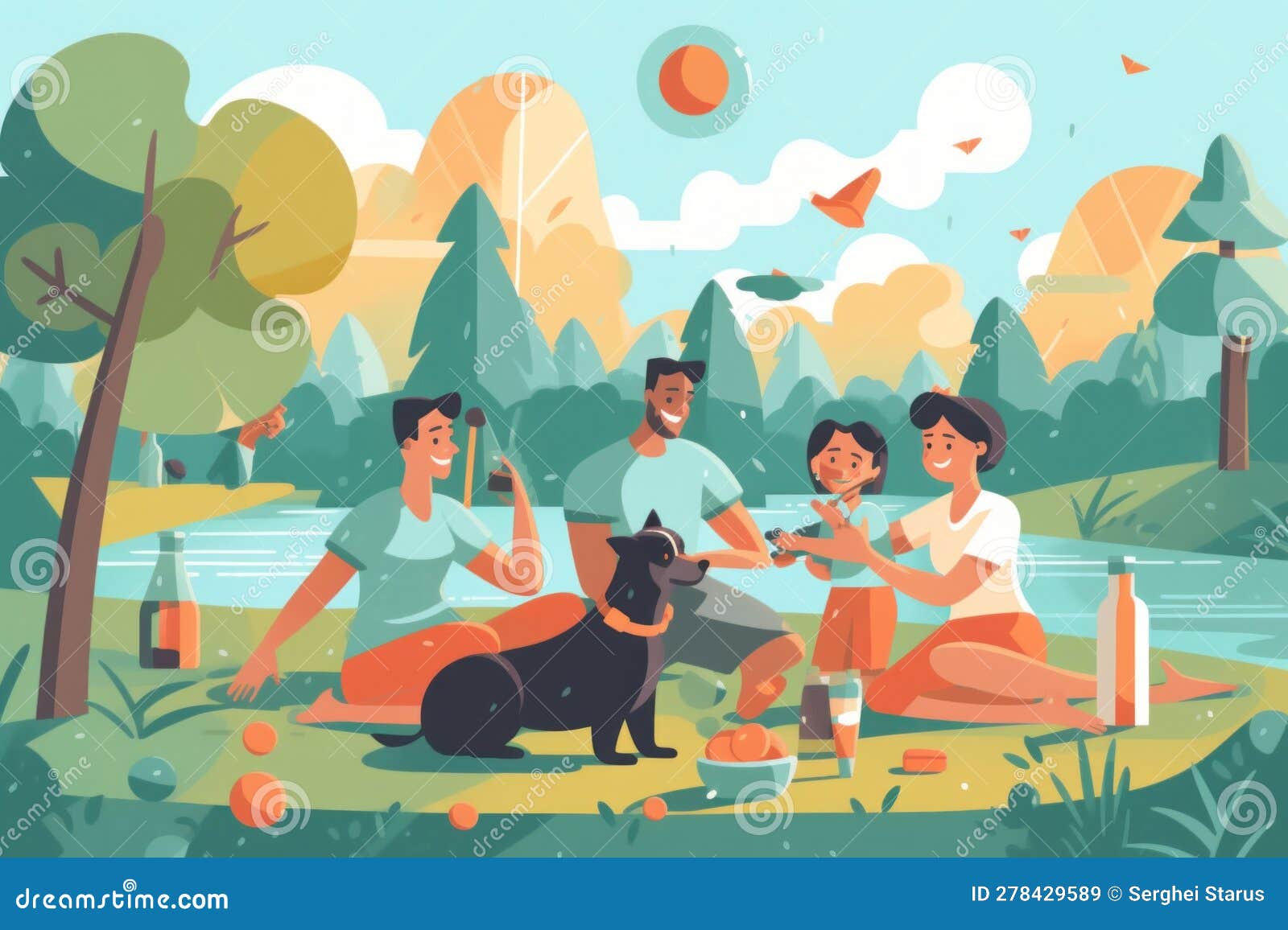 A Group of People Sitting Around a Dog. Generative AI Image. Stock ...