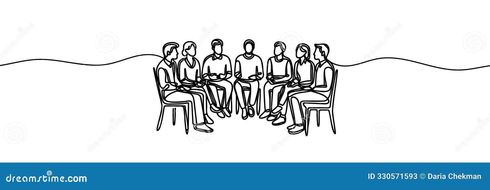 Group of People Sitting in a Circle for a Discussion or Meeting Drawn ...