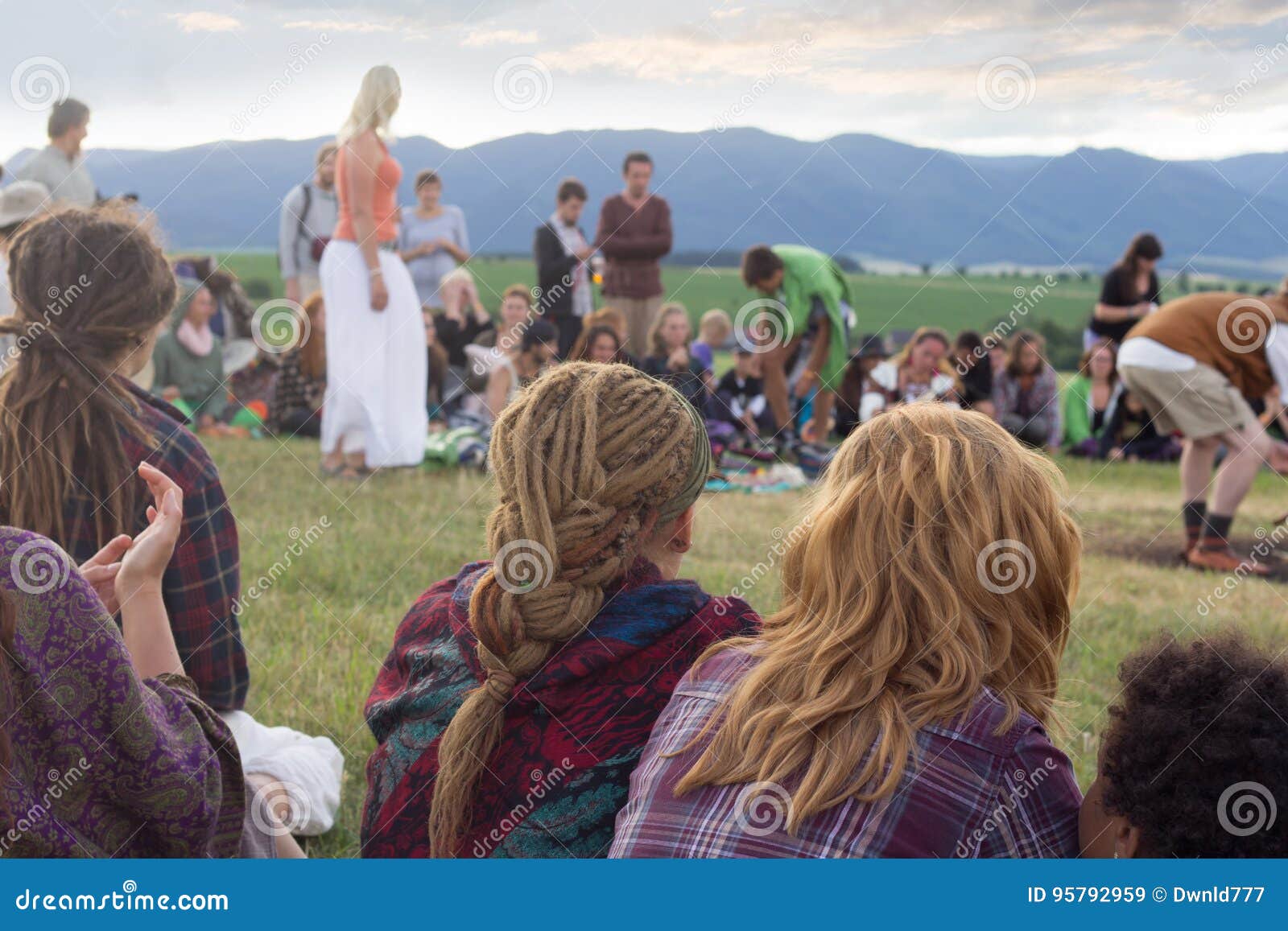 Group of People Sitting in Circle Outdoors Editorial Stock Image ...