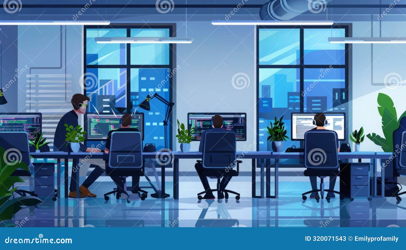 Group of People Sitting at Desks in an Office Stock Image - Image of ...