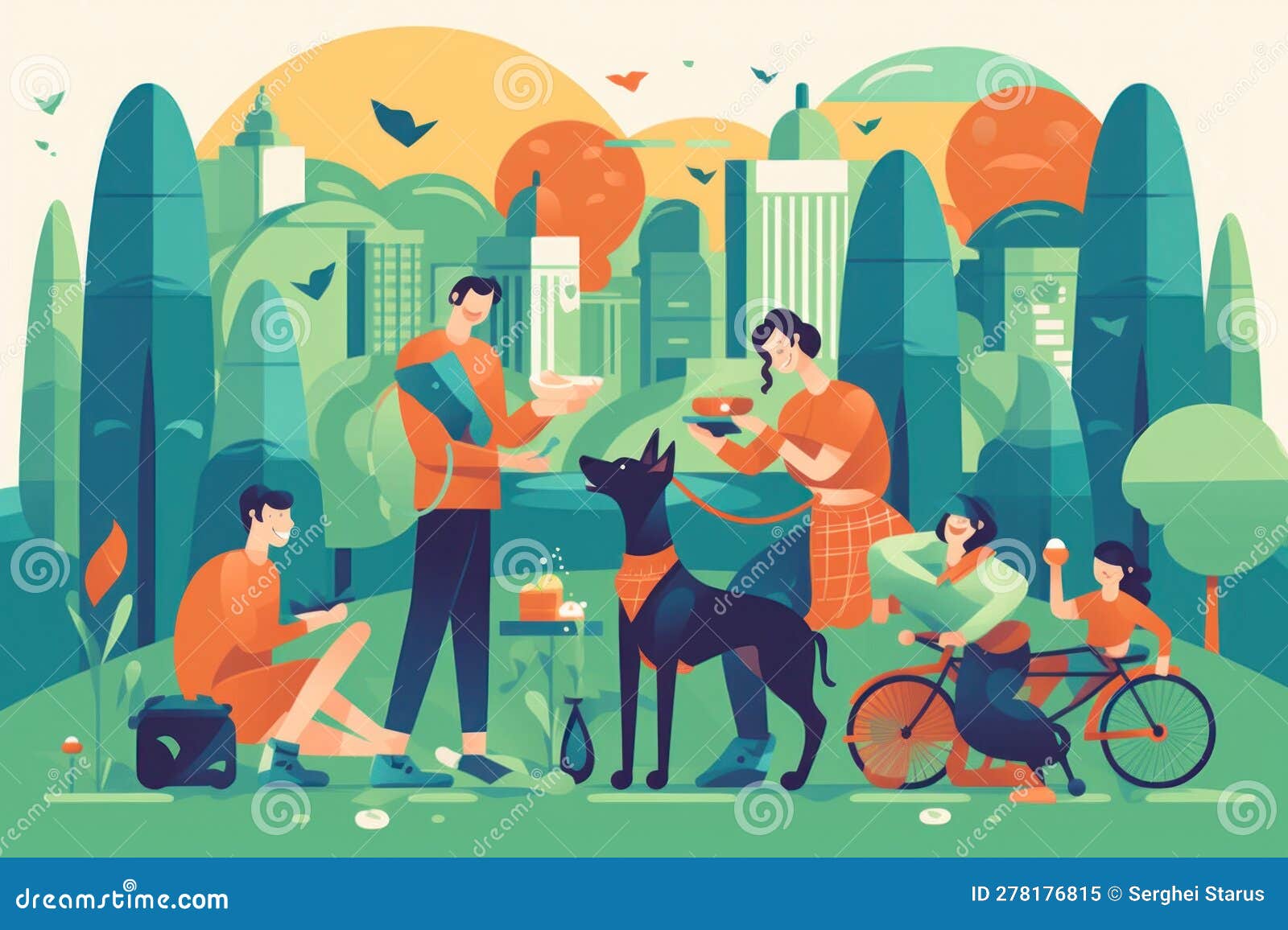 A Group of People Sitting and Standing Around a Dog. Generative AI ...
