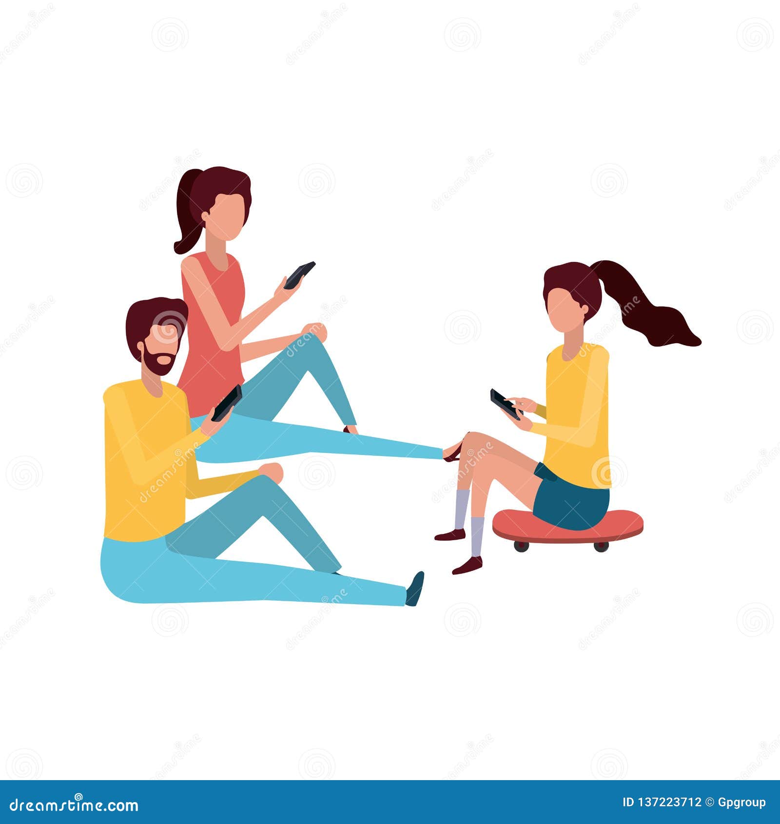 Group of People with Smartphone Avatar Character Stock Vector ...
