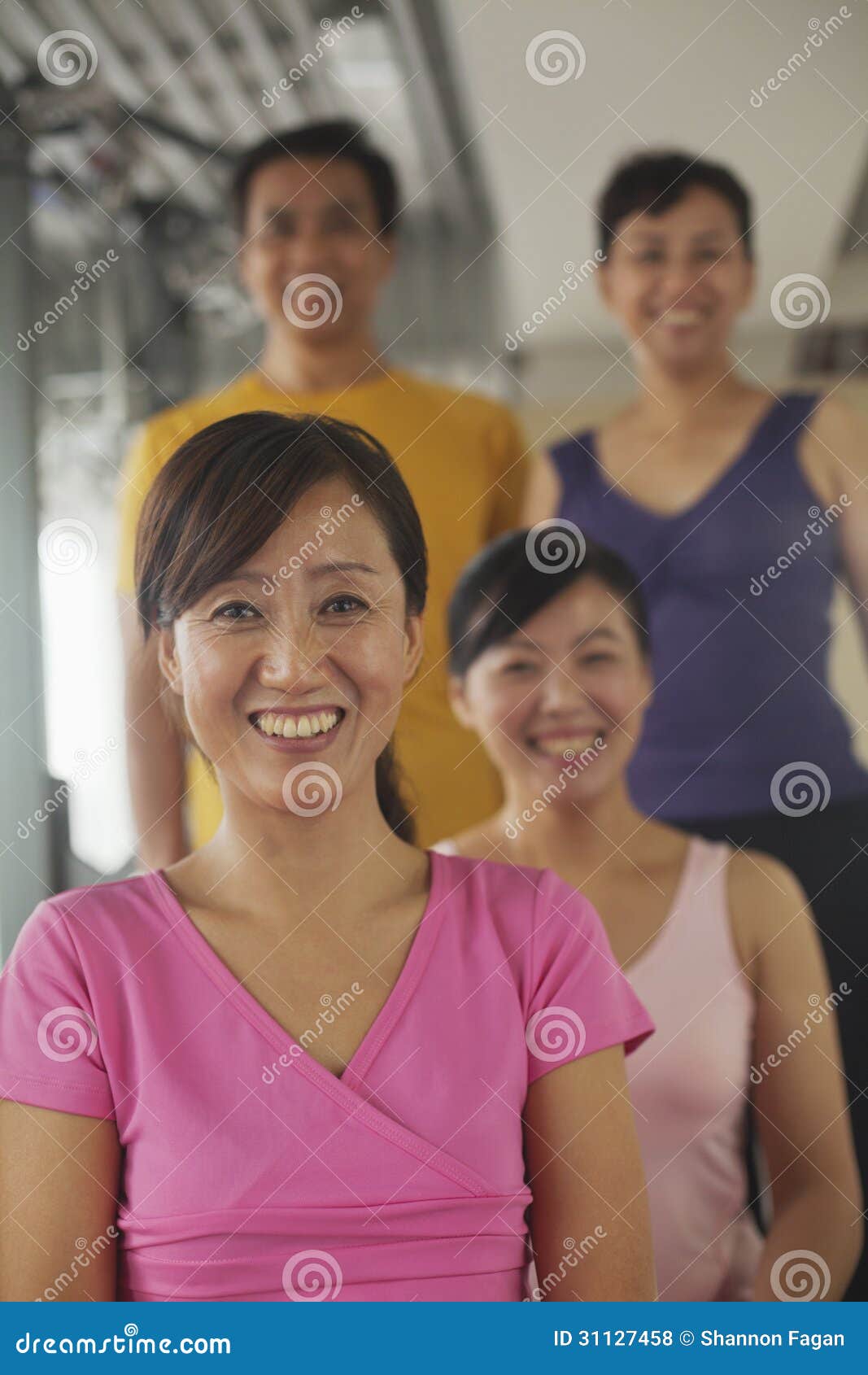 Group of People Smiling and Exercising in the Gym, Portrait Stock Photo ...