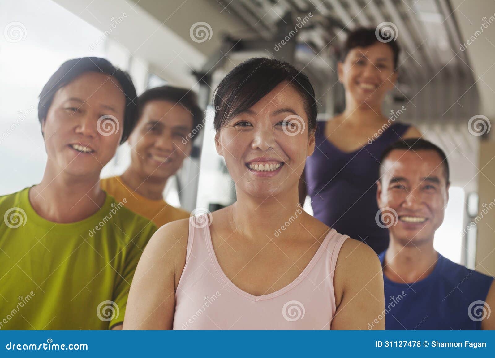 Group of People Smiling and Exercising in the Gym, Portrait Stock Photo ...