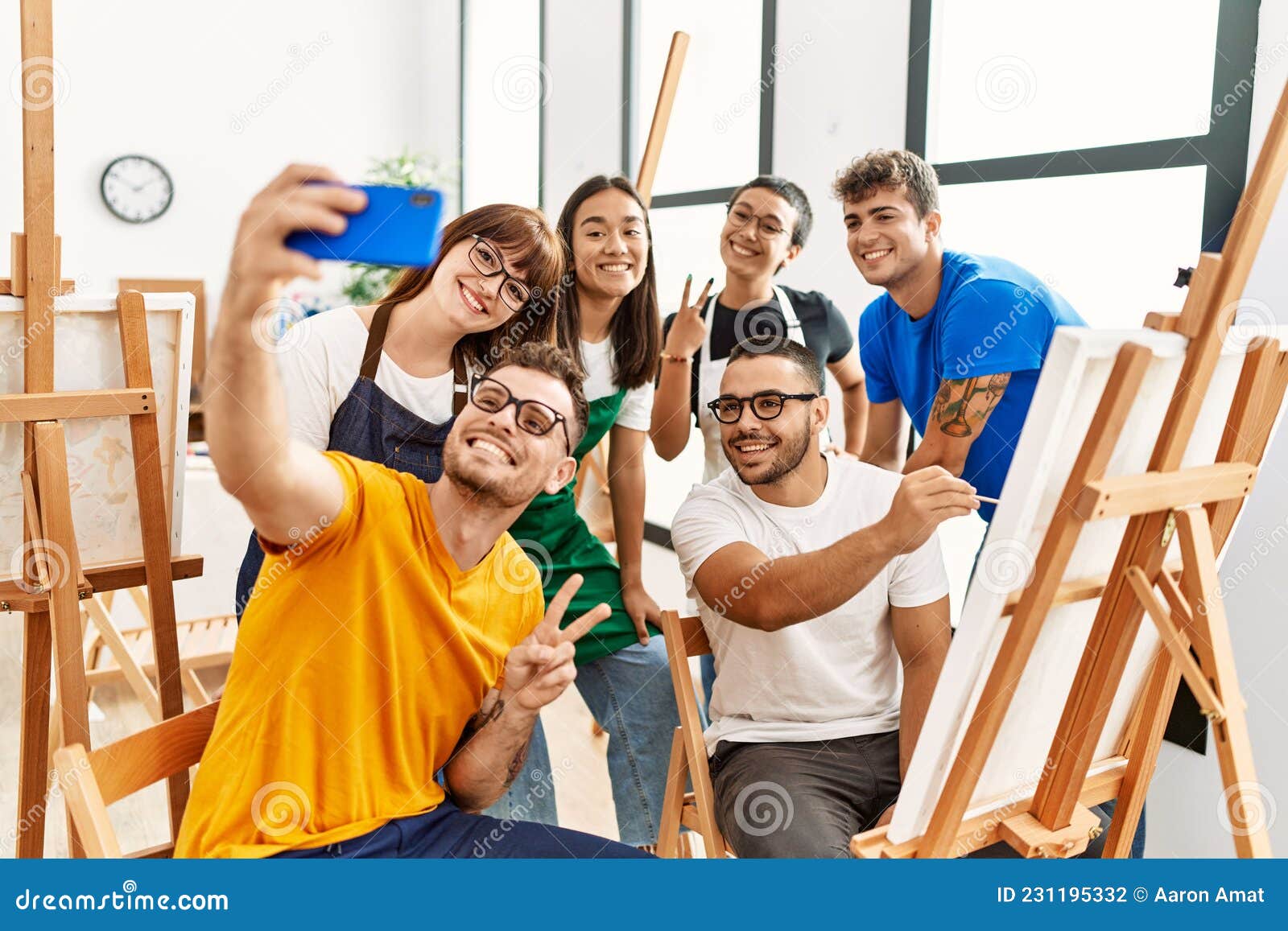 Group of People Smiling Happy Drawing at Art Studio Stock Photo - Image ...