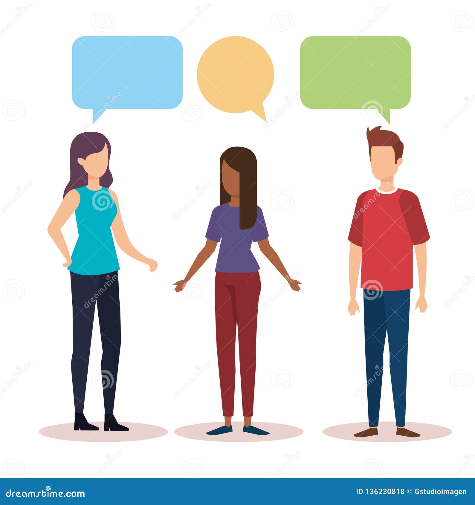 Group of People with Speech Bubble Characters Stock Vector ...