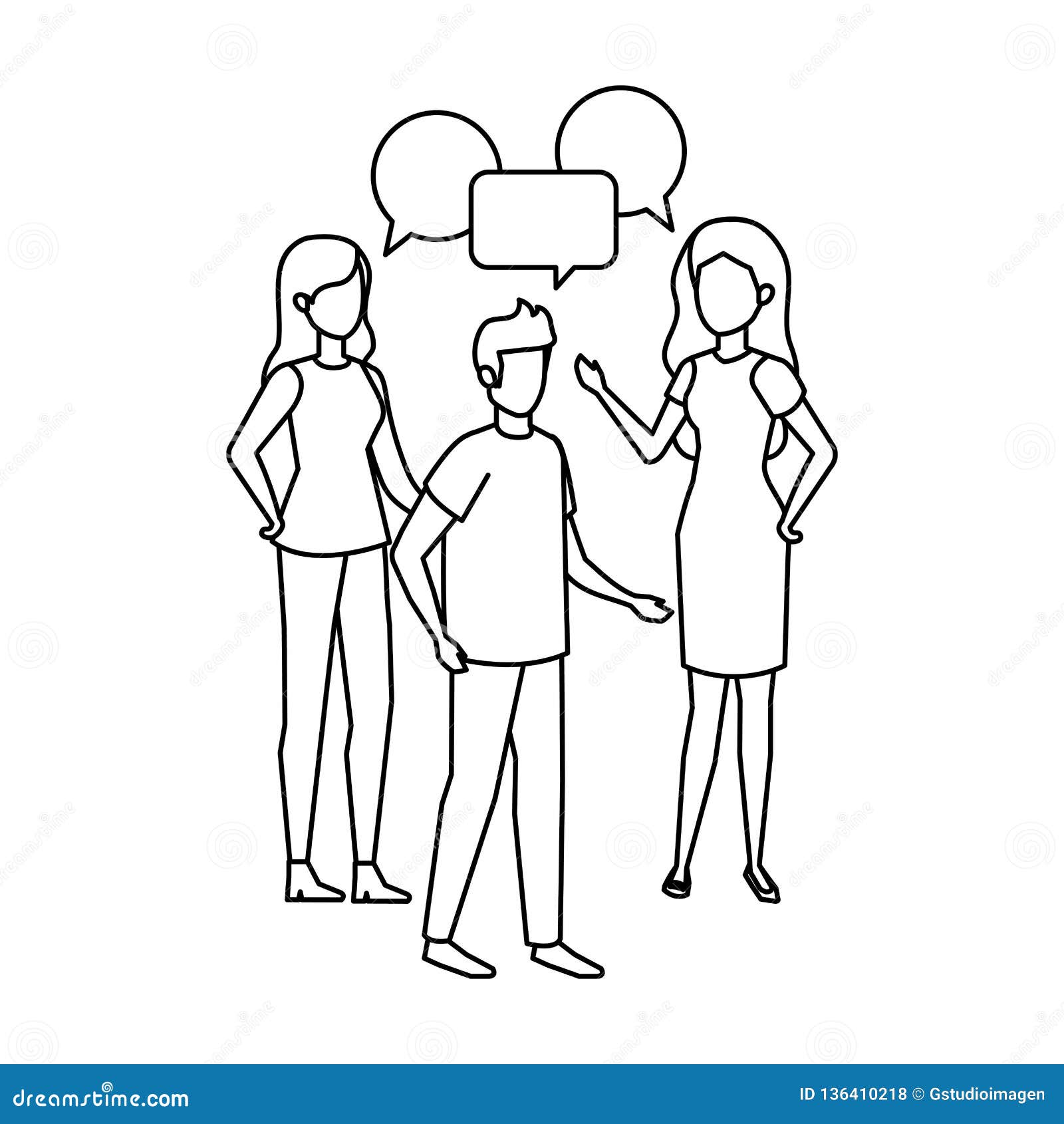 Group of People with Speech Bubble Characters Stock Vector ...