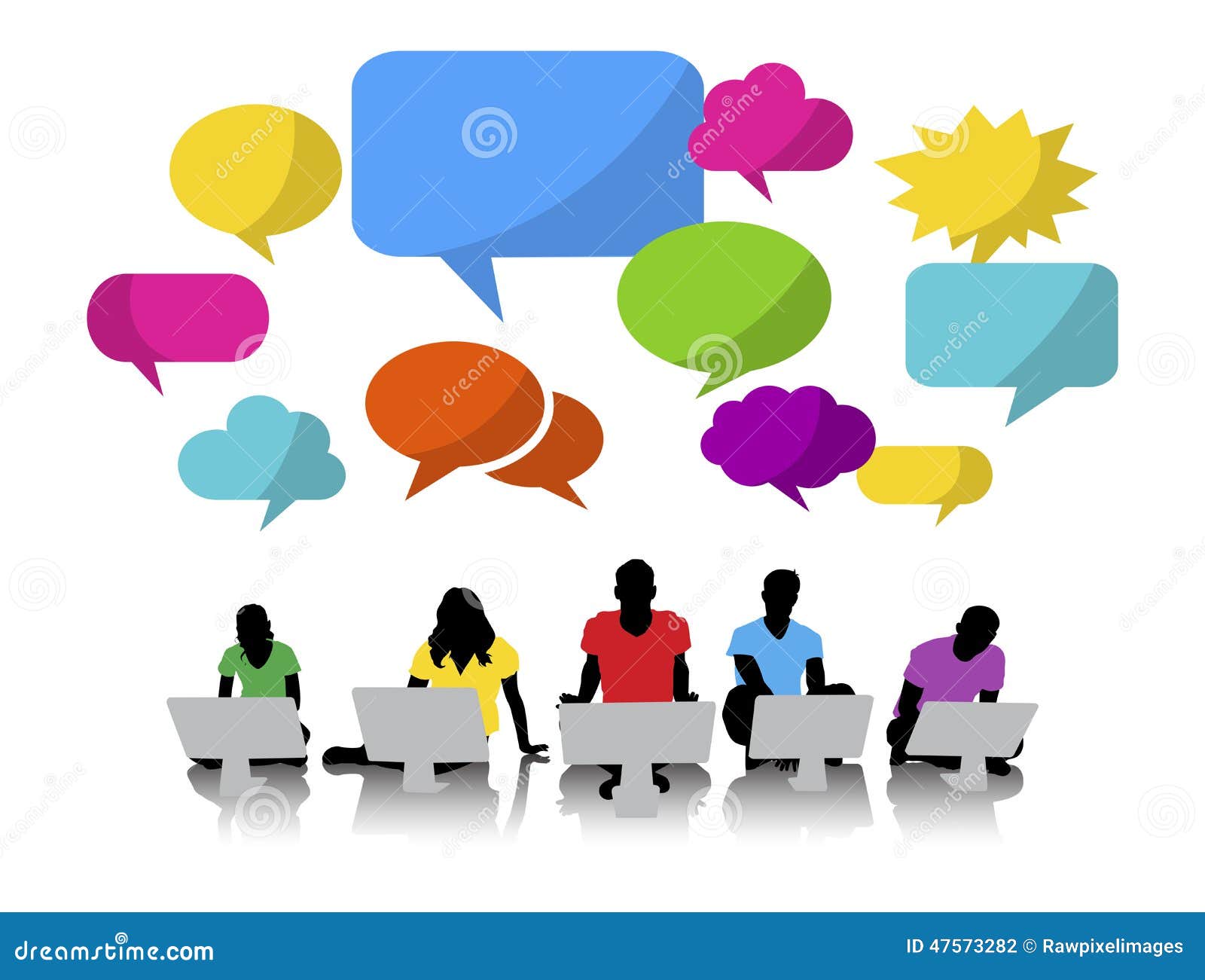Group of People with Speech Bubble Digital Communication Concept Stock ...