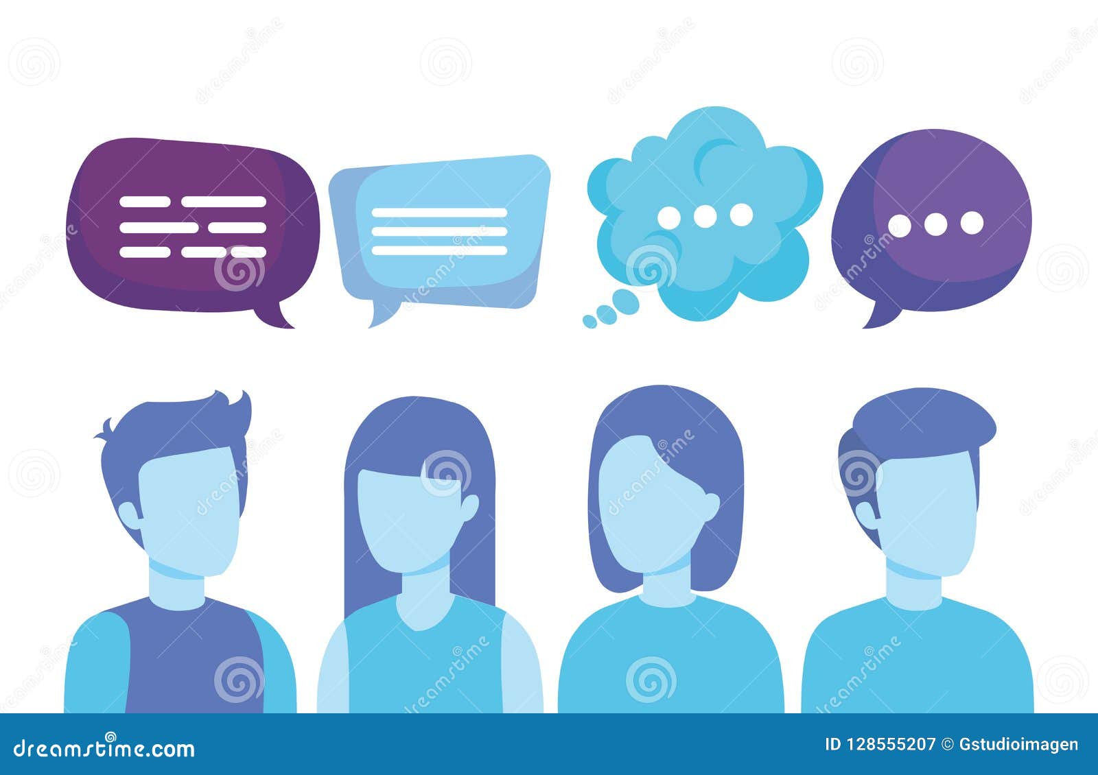 Group of People with Speech Bubbles Stock Vector - Illustration of ...