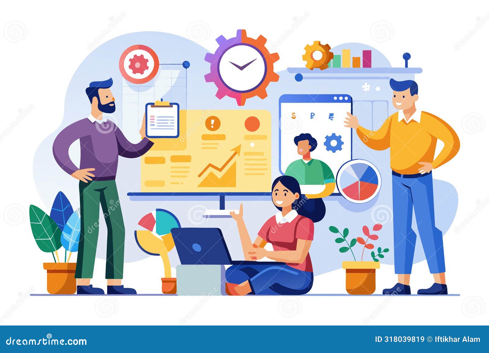 Group of People Standing Around a Board, Scrum Method Customizable ...