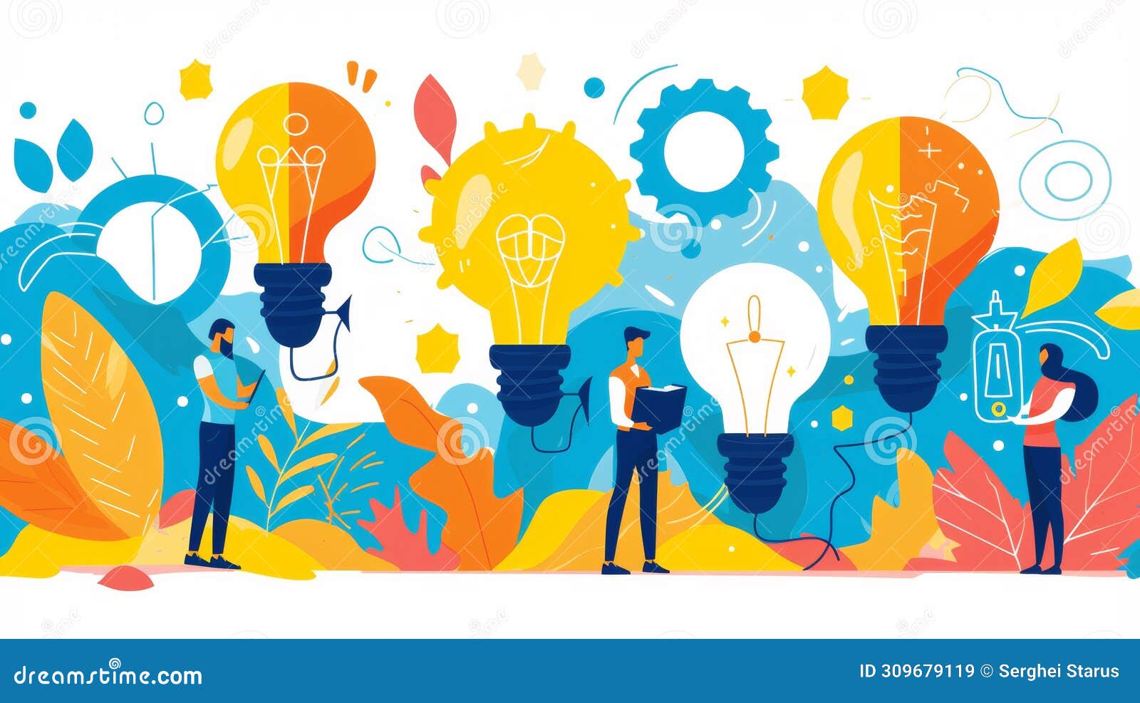 A Group of People Standing Around a Bunch of Light Bulbs, AI Stock ...