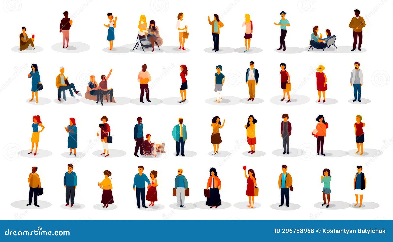 Group of People Standing Around Each Other in Different Positions of ...