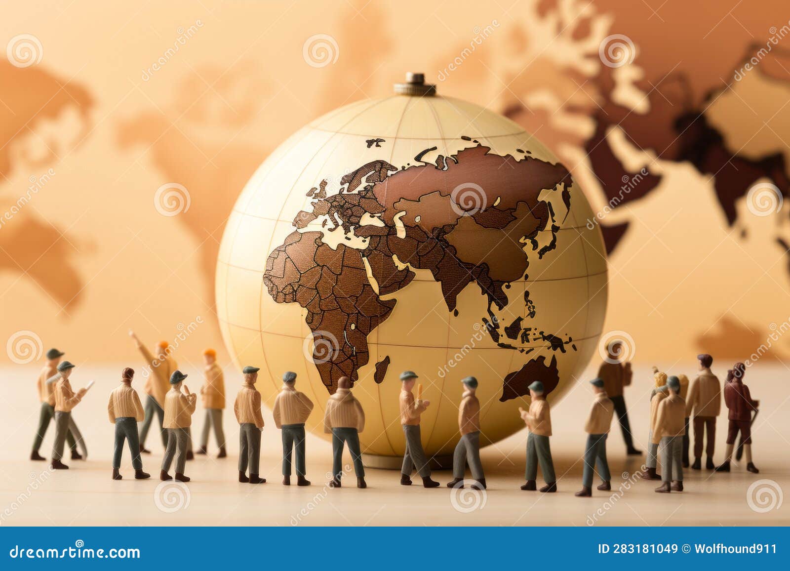 A Group of People Standing Around a Globe. AI Generated Stock ...