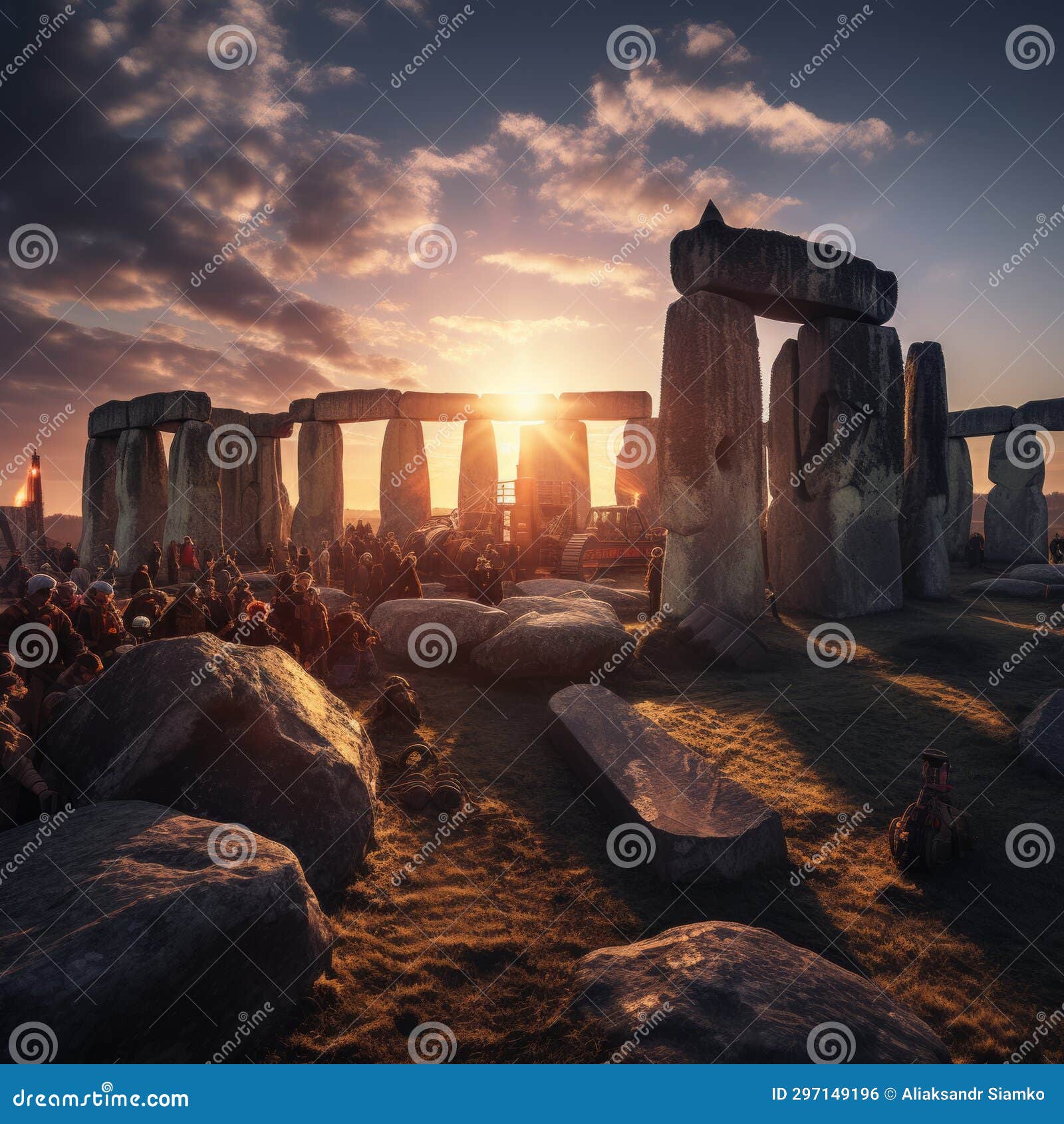 A Group of People Standing Around a Stone Structure Stock Photo - Image ...