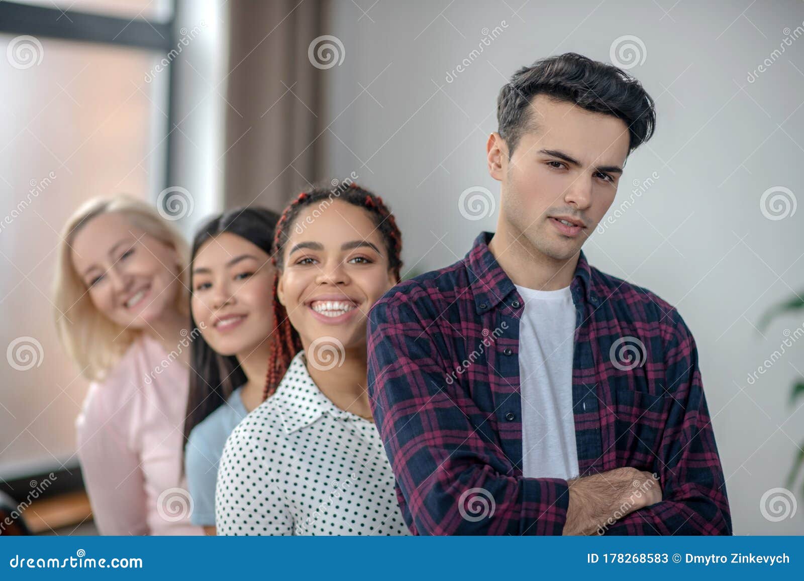 Group of People Standing Close and Smiling Stock Image - Image of ...