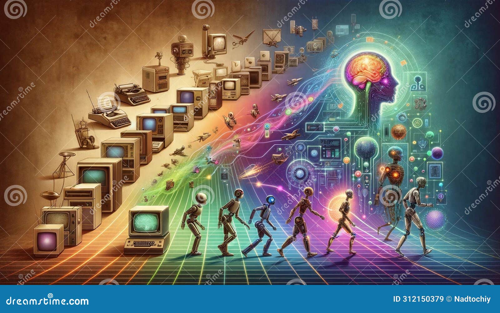 Group of People Standing in Front of a Computer Screen Stock ...