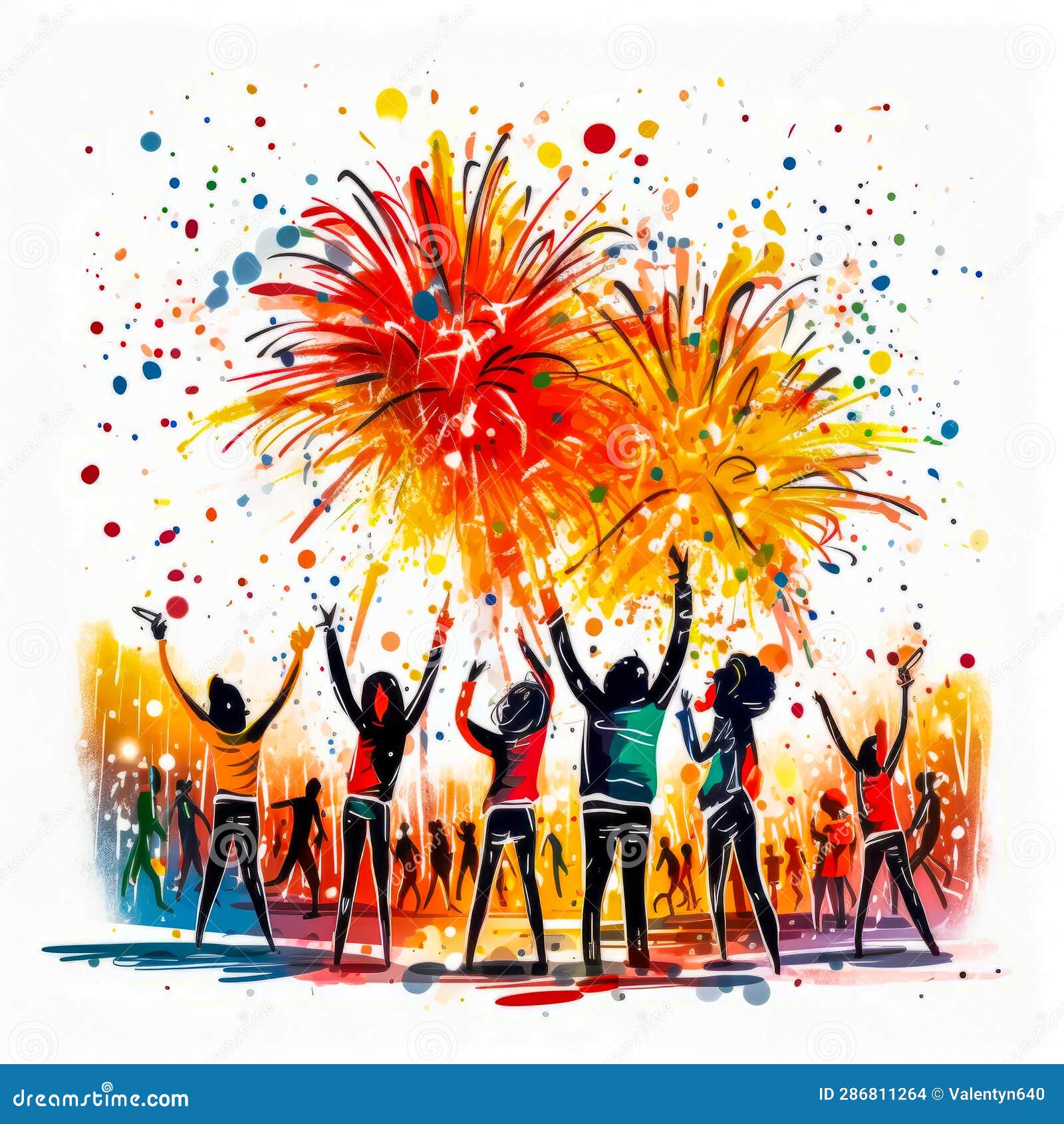 Group of People Standing in Front of Firework. Generative AI Stock ...