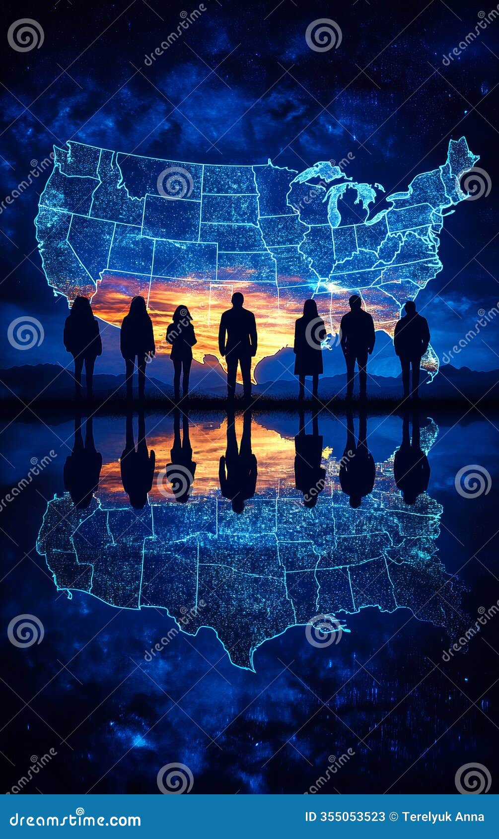 A Group of People are Standing in Front of a Map of the United States ...