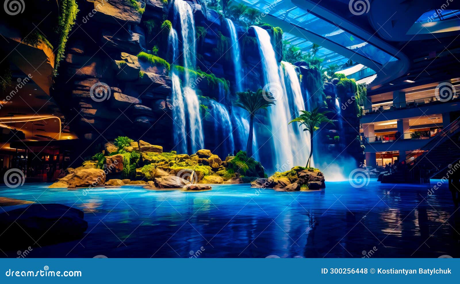 Group of People Standing in Front of Waterfall with Skylight ...