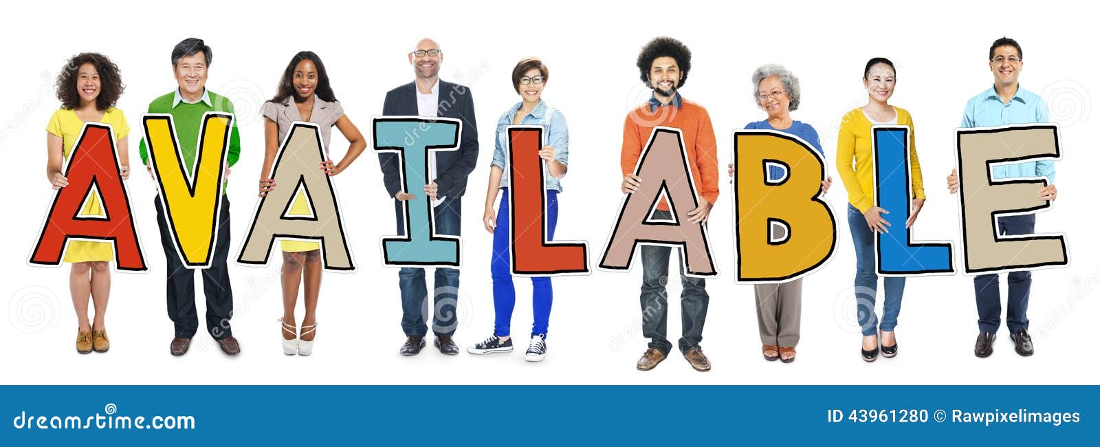 Group of People Standing Holding Available Letter Stock Photo - Image ...