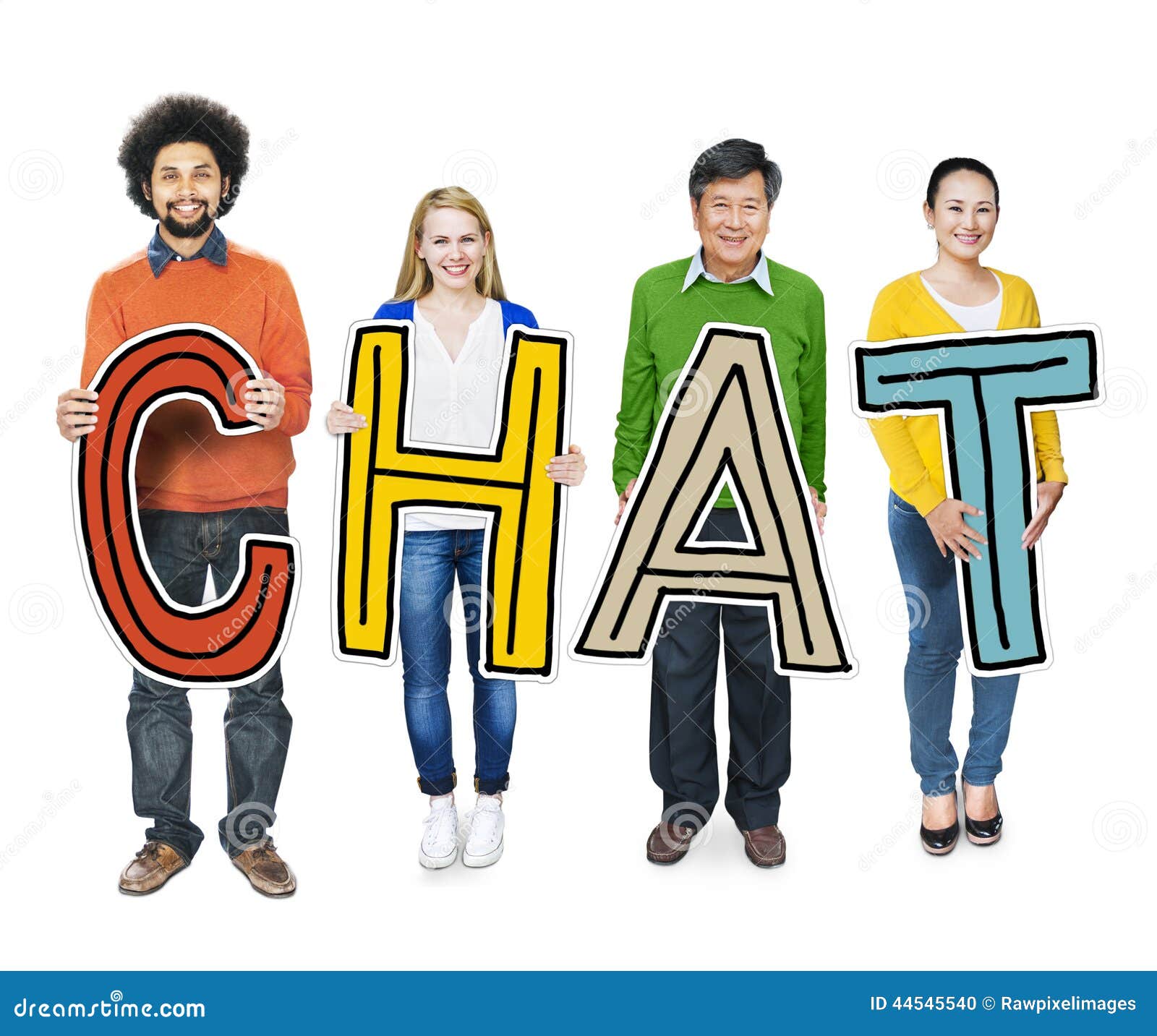 Group of People Standing Holding Chat Stock Photo - Image of internet ...
