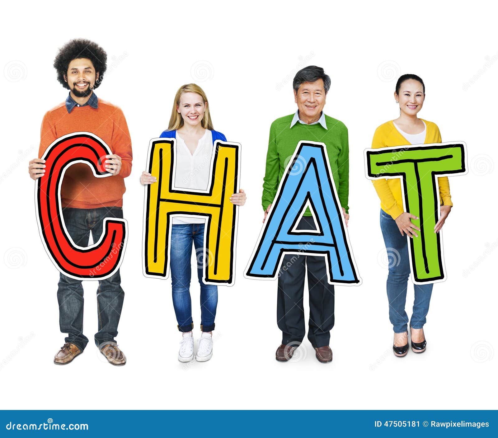 Group of People Standing Holding Chat Concept Stock Image - Image of ...
