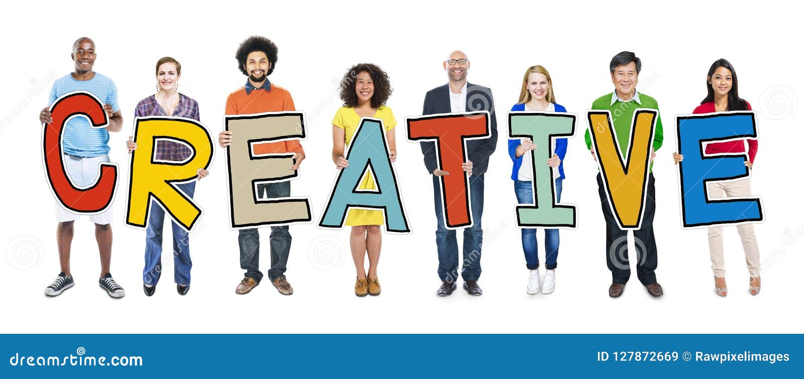 Group of People Standing Holding Creative Stock Image - Image of ...