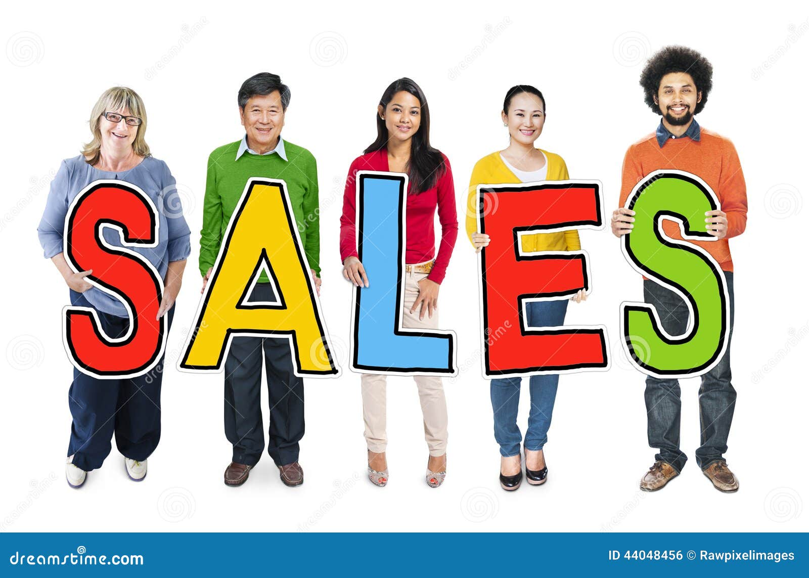 Group of People Standing Holding Sales Letters Stock Photo - Image of ...