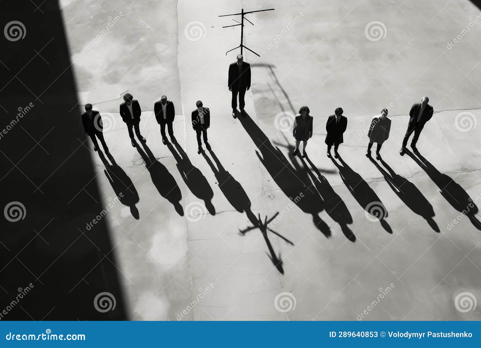 Group of People Standing in Line in the Shadows. Generative AI Stock ...