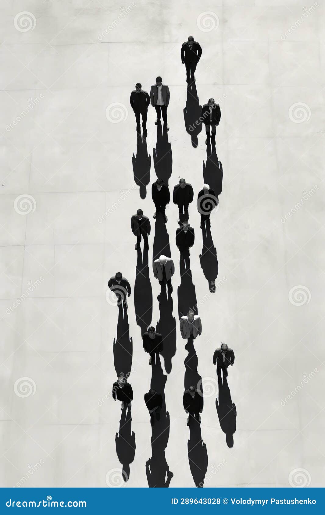 Group of People Standing in Line with Their Shadows on the Ground ...