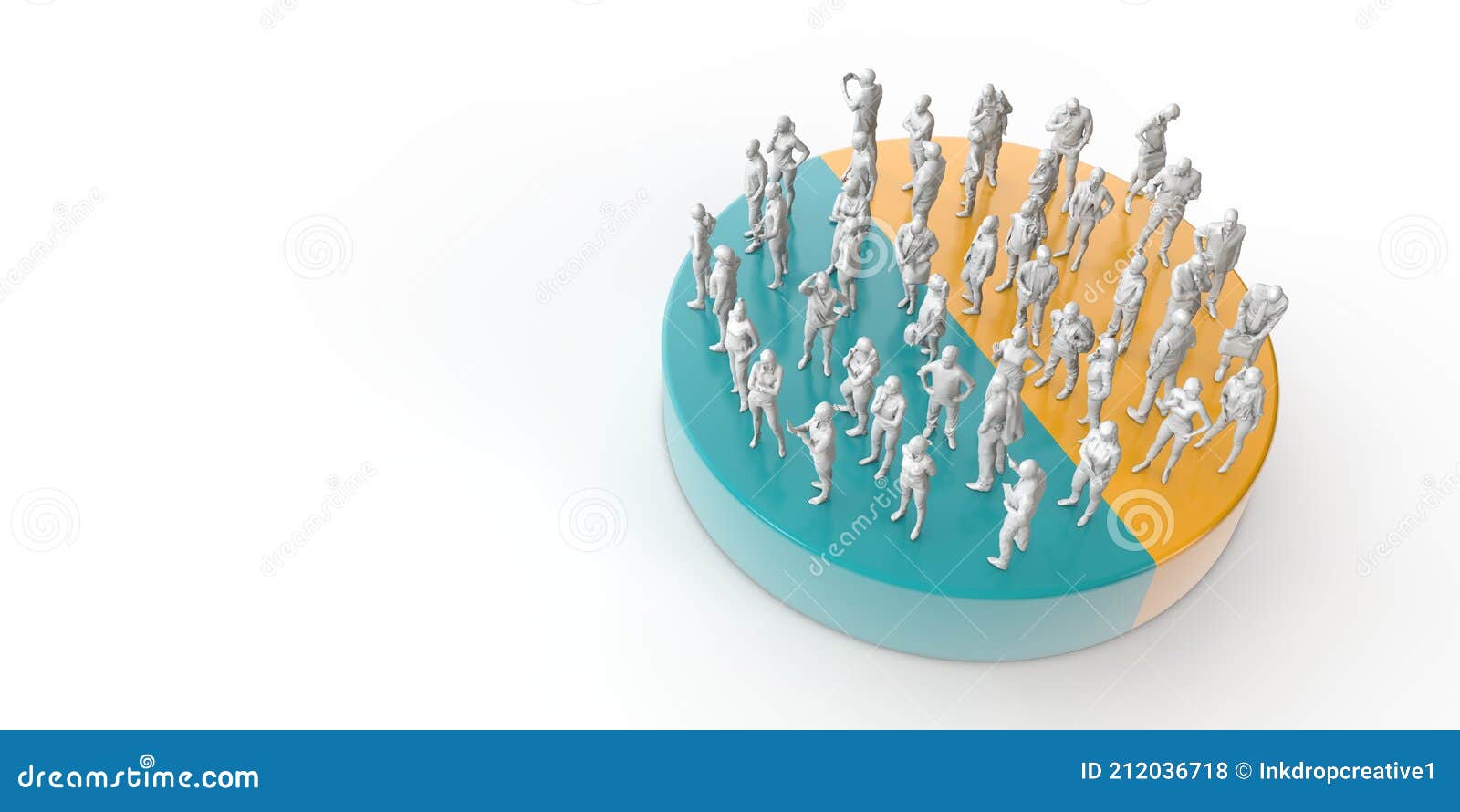 Group of People Standing on a Pie Chart. Public Voting and Statistic ...