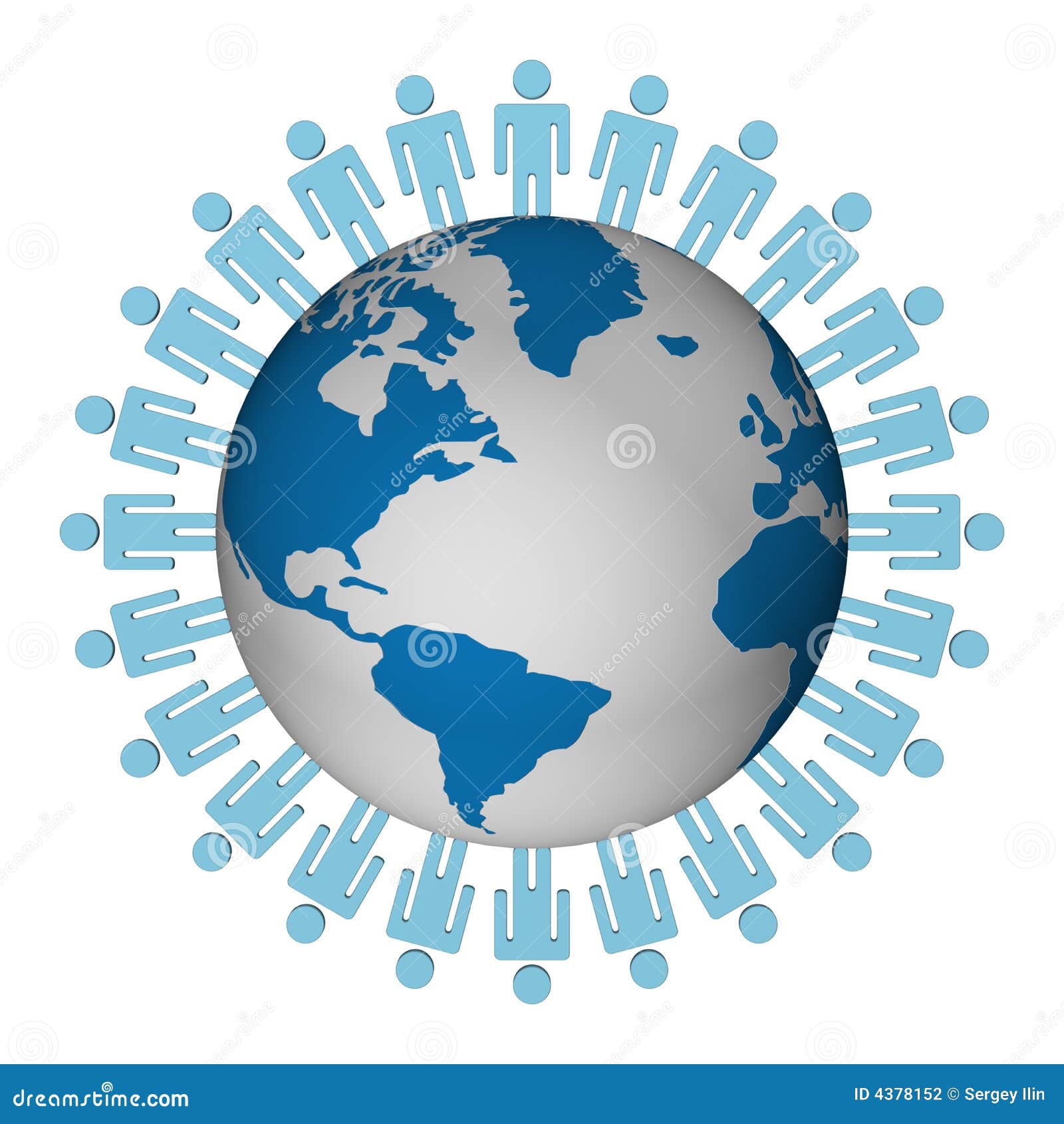 Group of People Standing Round Globe. Stock Illustration - Illustration ...